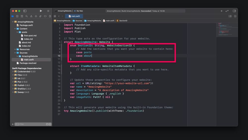 Static Site Generation with Swift using Publish, Plot and Ink