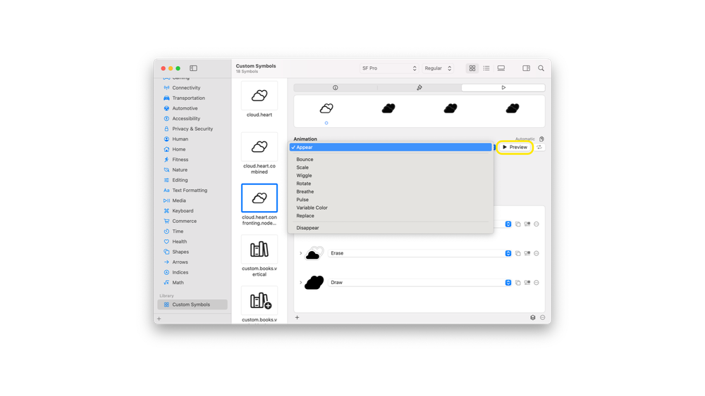Creating animation annotations for custom SF Symbols