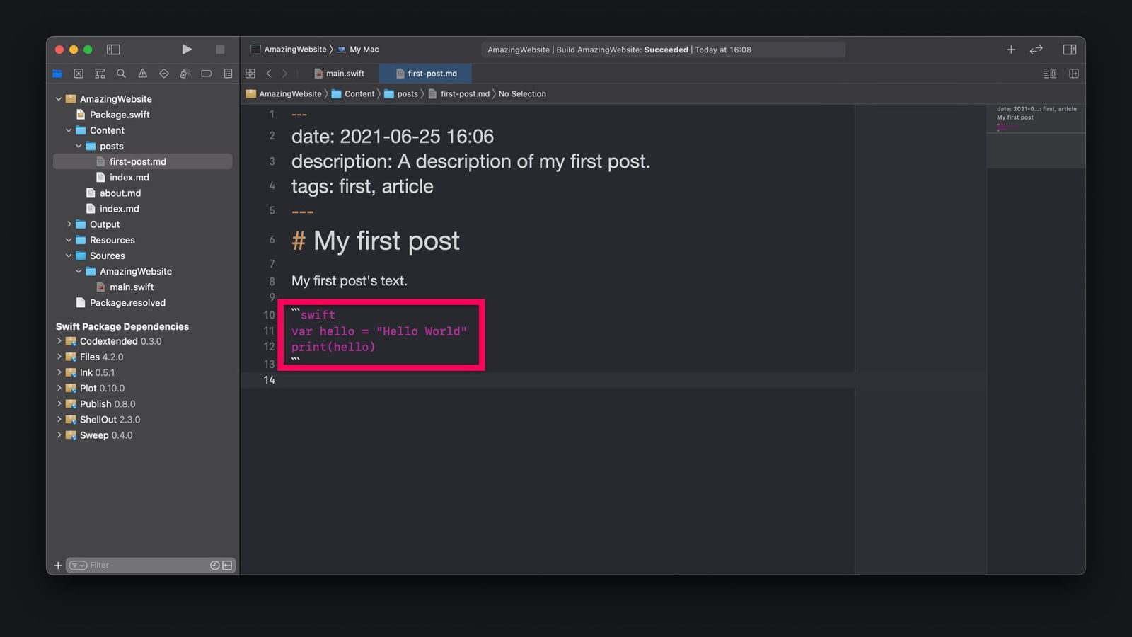 Static Site Generation with Swift using Publish, Plot and Ink