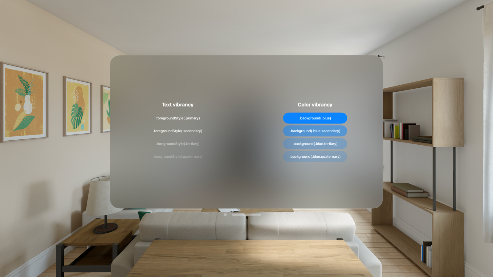 Ensuring interface legibility and contrast in visionOS
