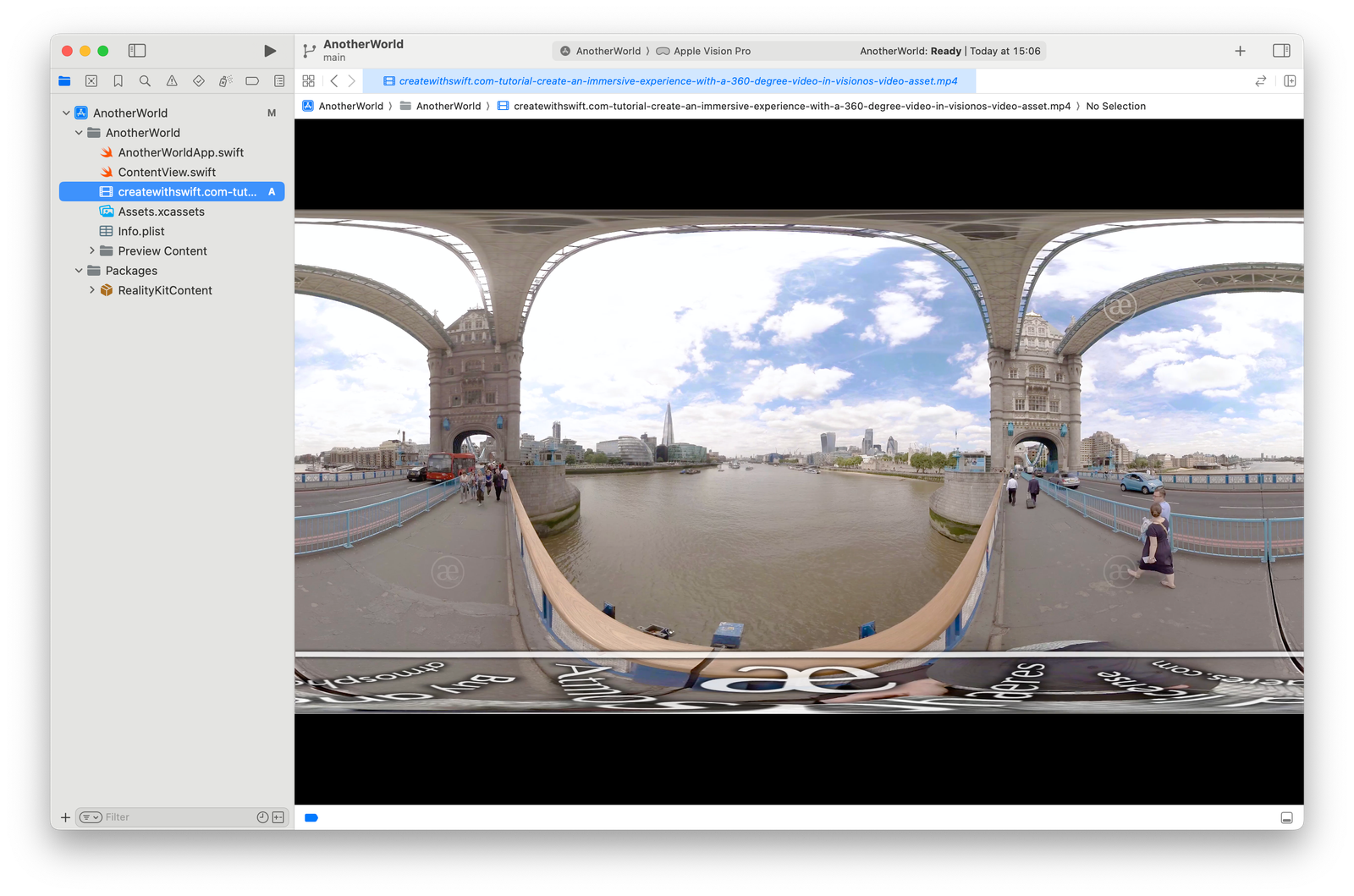 Create an Immersive Experience with a 360-degree video in visionOS