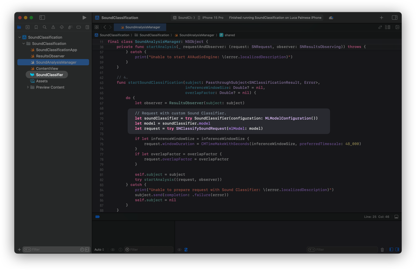 Identify individual sounds in a live audio buffer