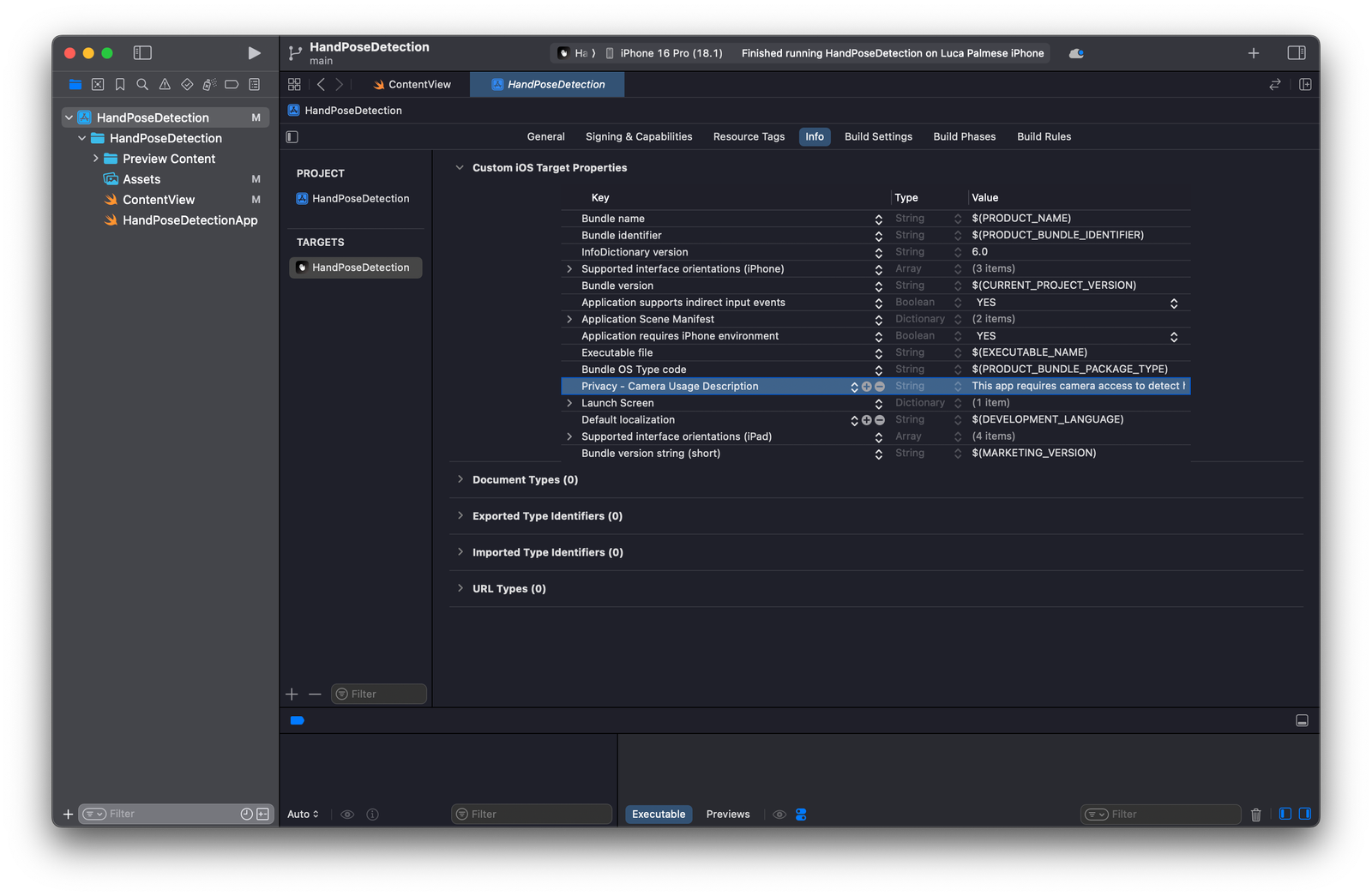 Detecting hand pose with the Vision framework