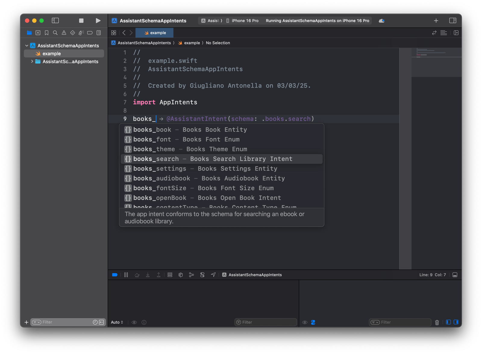Creating App Intents using Assistant Schemas