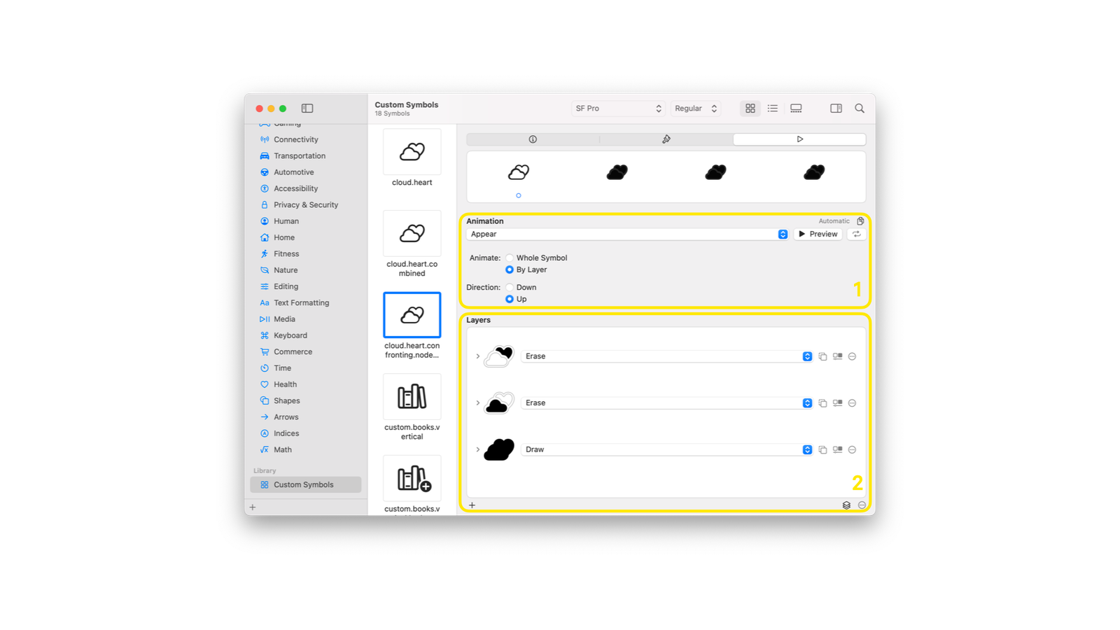 Creating animation annotations for custom SF Symbols