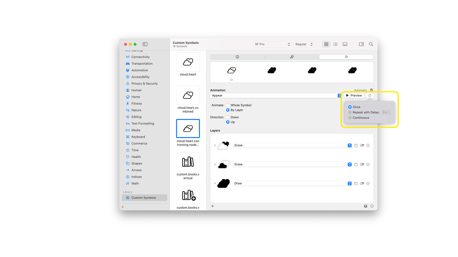 Creating animation annotations for custom SF Symbols