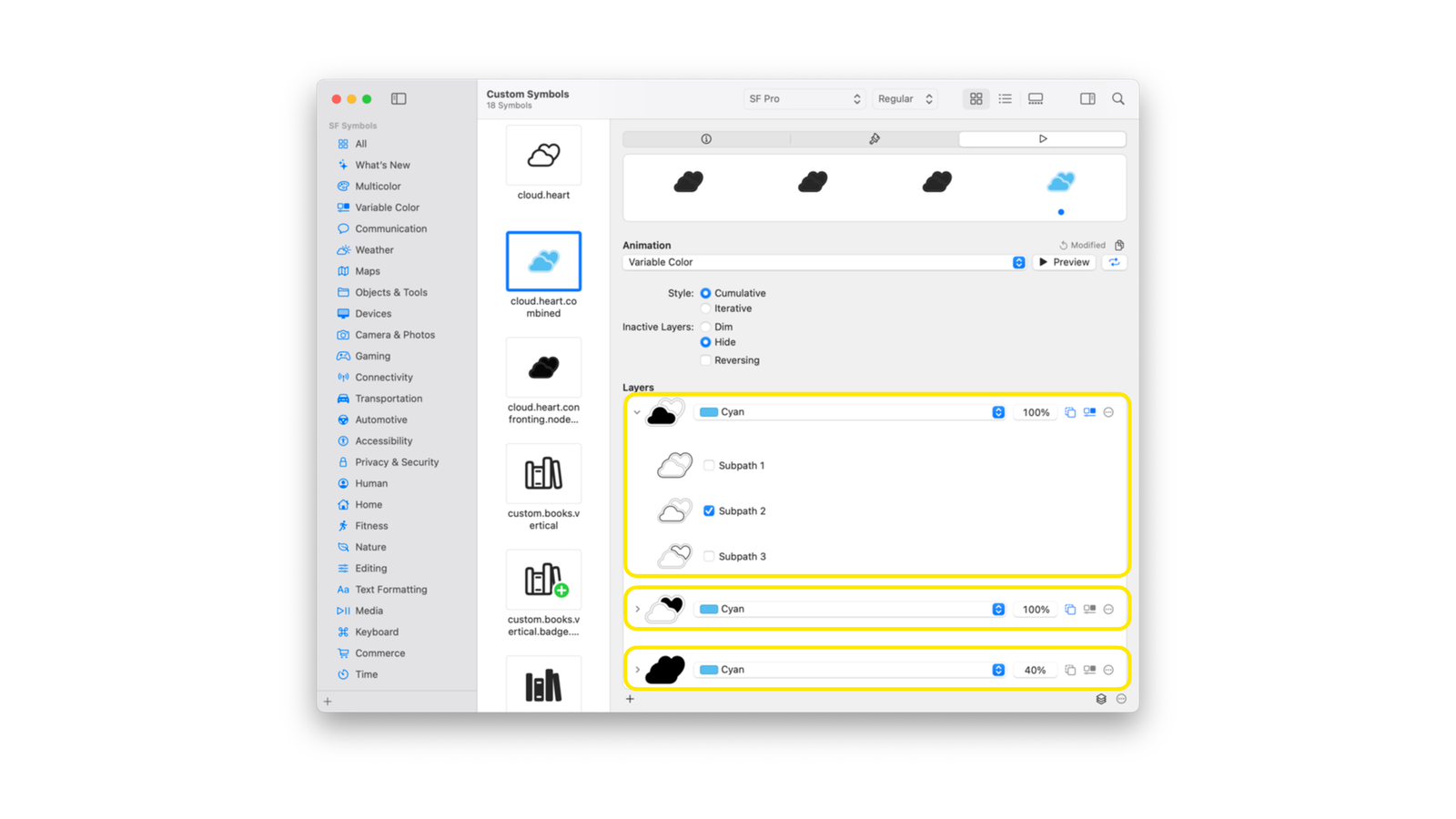 Creating animation annotations for custom SF Symbols