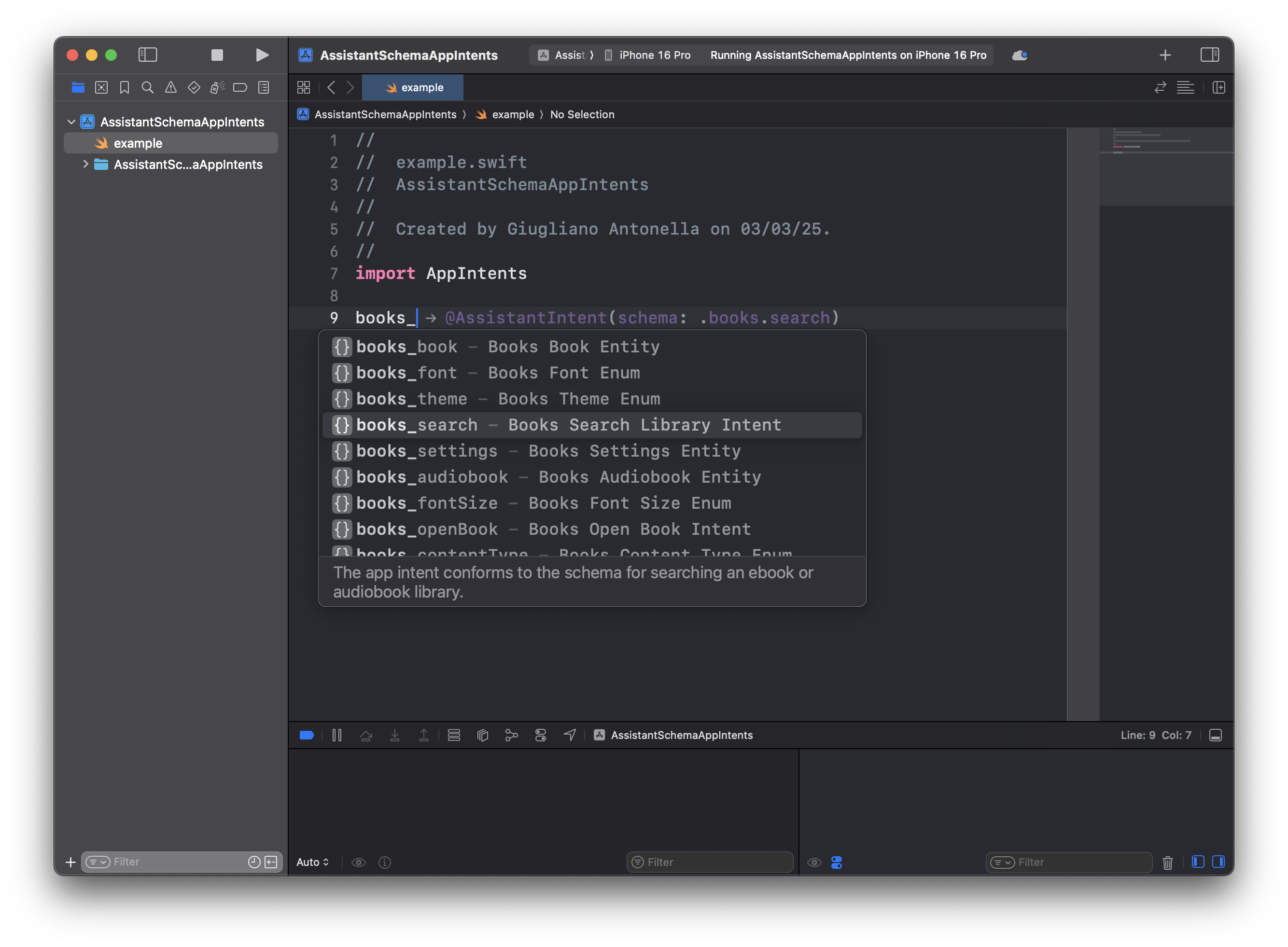 Creating App Intents using Assistant Schemas