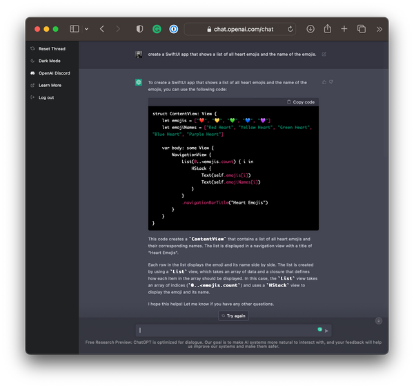 Prototyping SwiftUI interfaces with OpenAI's ChatGPT