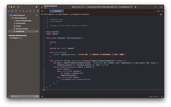 Creating A Swiftui App To Generate Text Completions With Gpt 35 Through The Openai Api