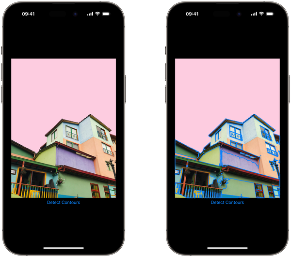 Detecting the contour of the edges of an image with the Vision framework